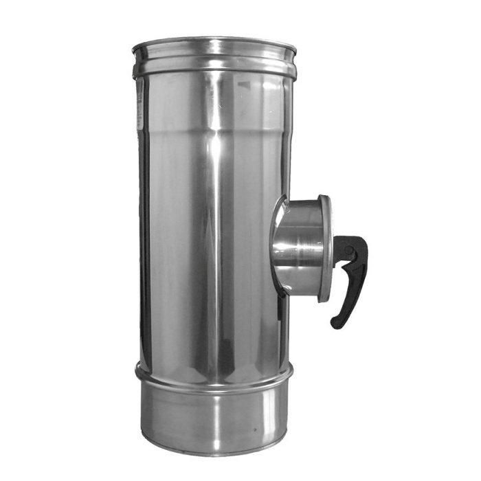 Diflux dubbelwandige rookgasafvoer T-stuk 90° met inspectieluik ...