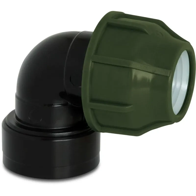 Knie 90° PP 32 mm x 1" knel x binnendraad 10bar zwart/groen | Aantal 1 : Handelsonderneming ...