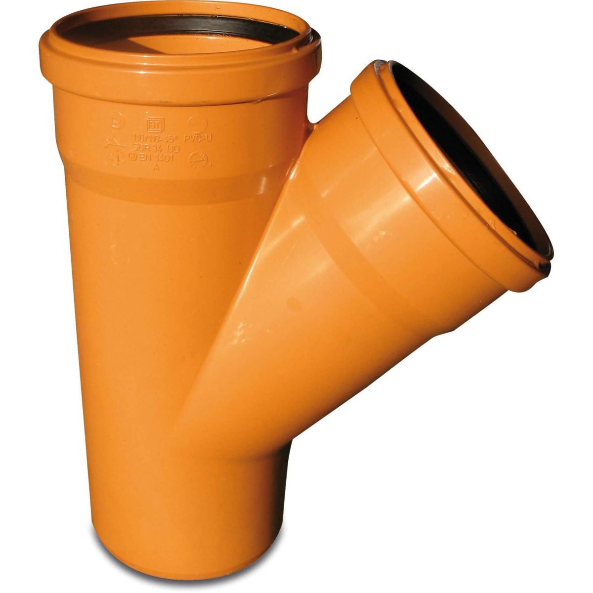 T-stuk 45° PVC-U 200 mm x 110 mm x 200 mm SN4 manchet x manchet x spie ...